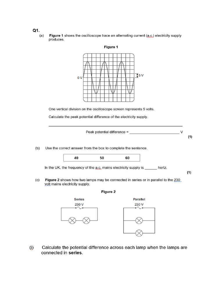 AC and DC Worksheet | PDF
