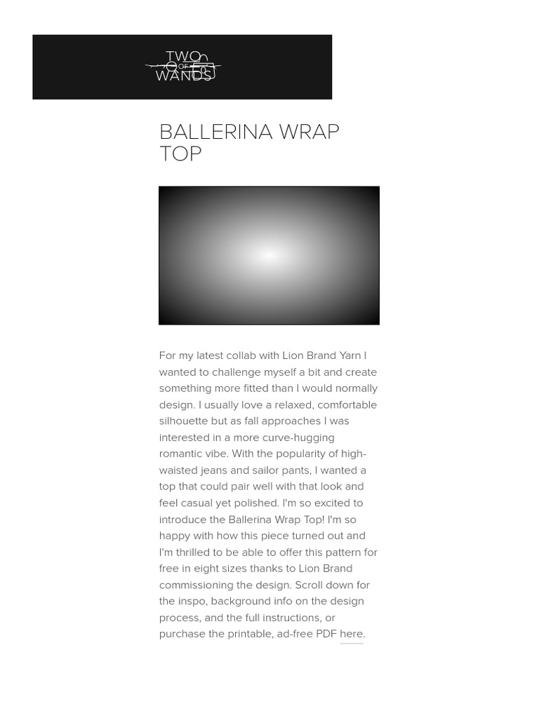 Free Ballerina Wrap Top Knitting Pattern | PDF | Knitting | Knitting Needle
