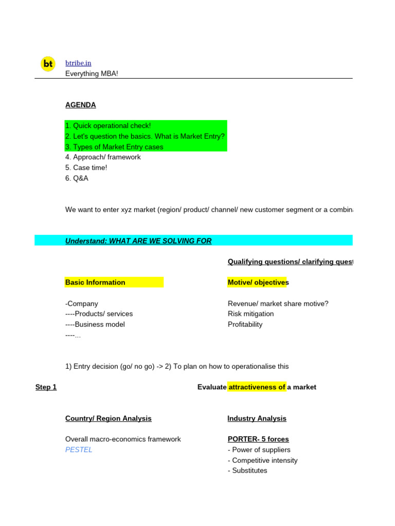 Consulting 103 Market Entry | PDF | Market (Economics) | Market ...
