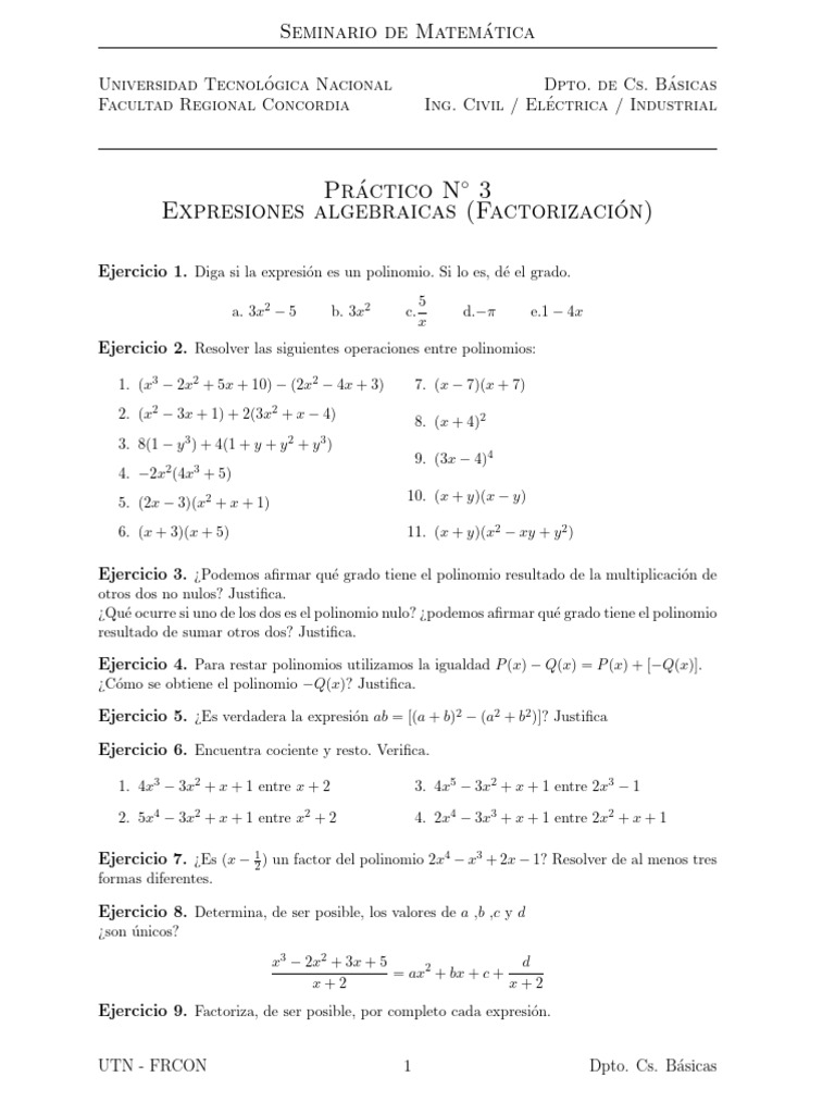 TP 3 - Desde2021 - Exp Alg - Ingenierias | PDF | Análisis matemático | Matemática Elemental