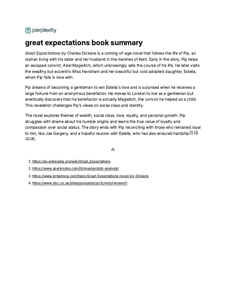 Summary of Great Expectations | PDF