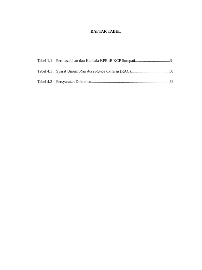 Daftar Tabel | PDF