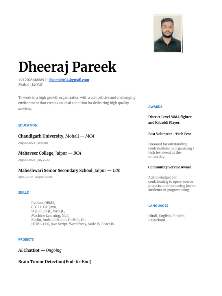 Dheeraj Resume | PDF