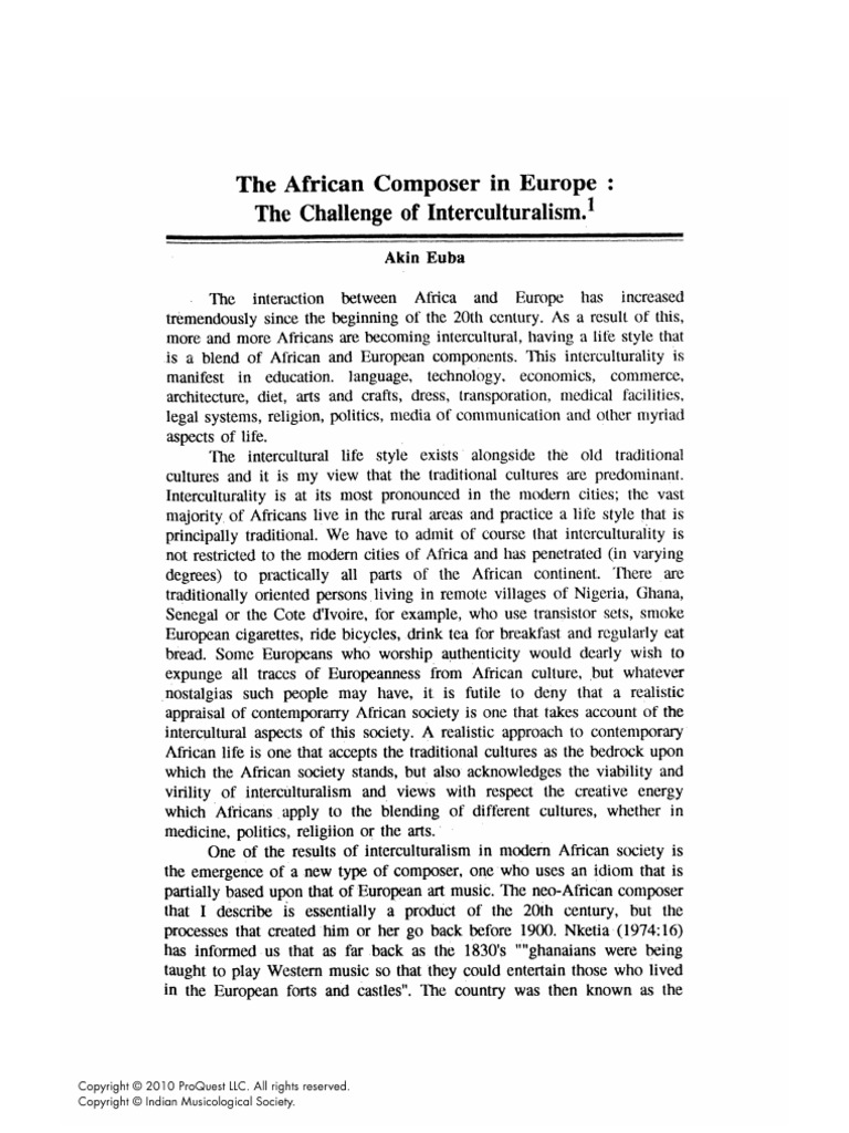 Akin Euba - The Challenge of Interculturalism | PDF