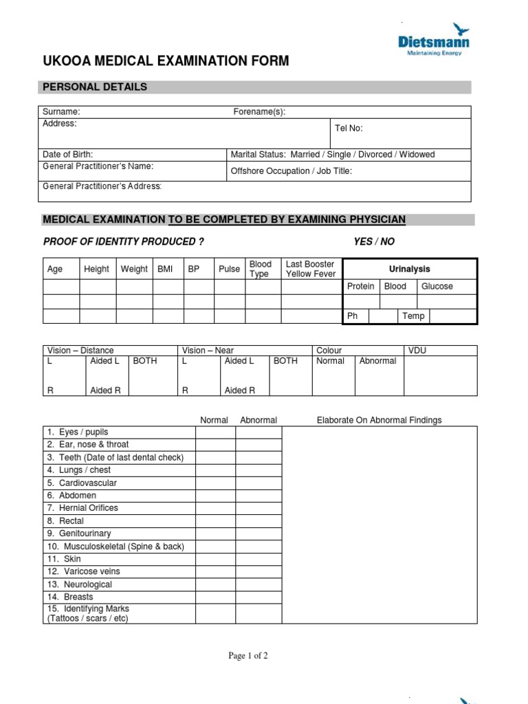 UKOOA | PDF | Physical Examination | Medical Specialties
