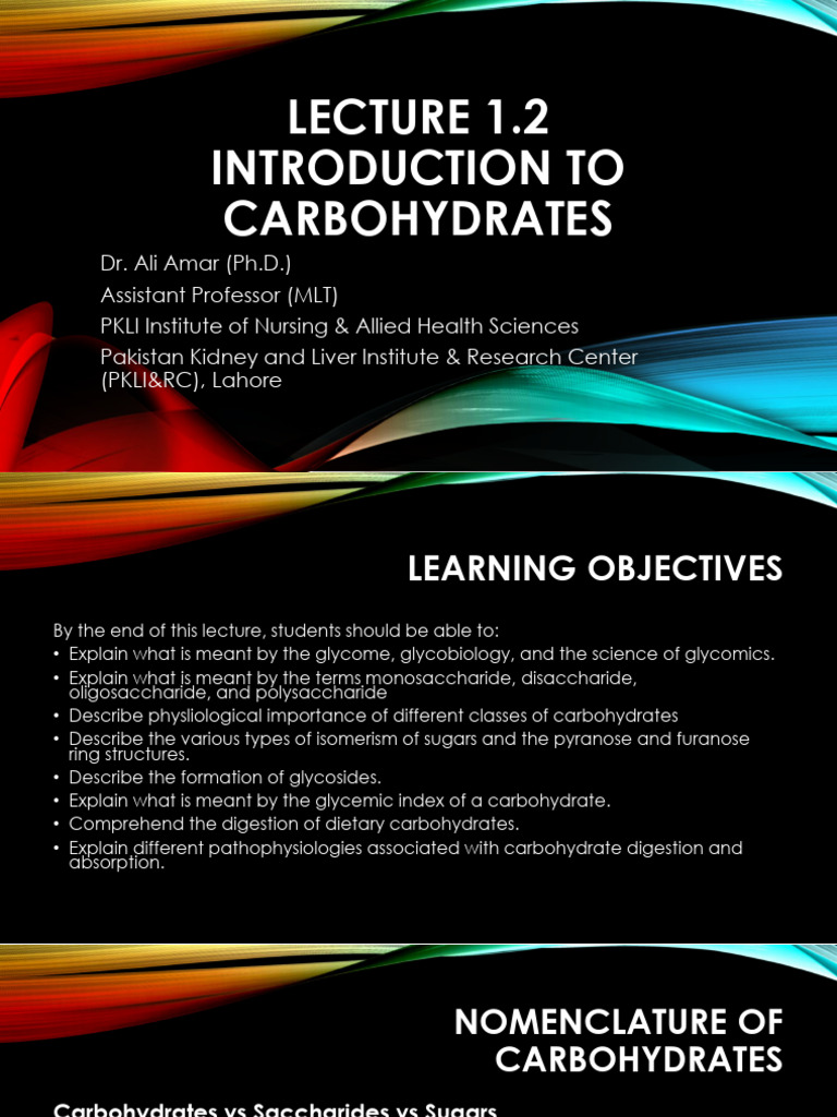 Lecture 1.2 - Updated - Intro To Carbohydrates | PDF | Carbohydrates ...