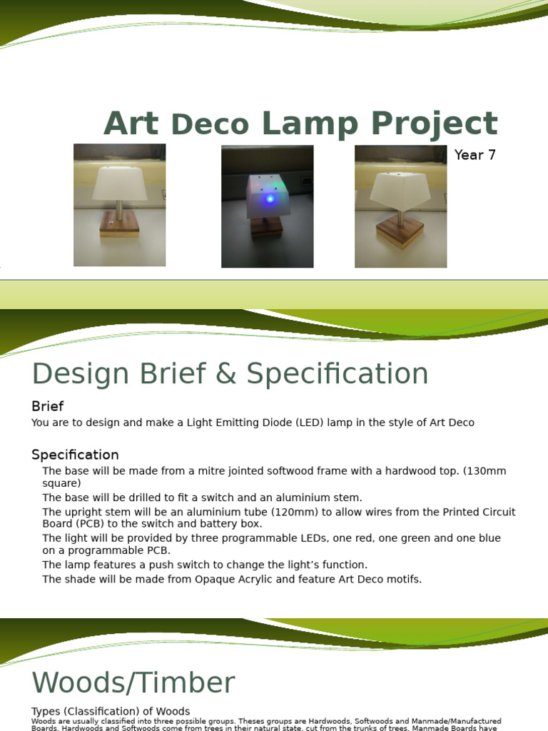 Art Deco LED Lamp Design Project | PDF | Wood | Hardwood