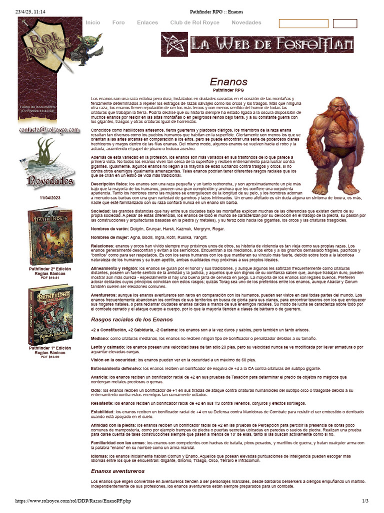 Pathfinder RPG - Enanos | PDF | Duendes | Alquimia
