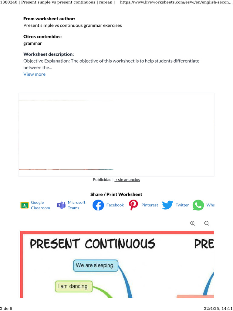 Present Simple Vs Present Continuous Rarean | PDF