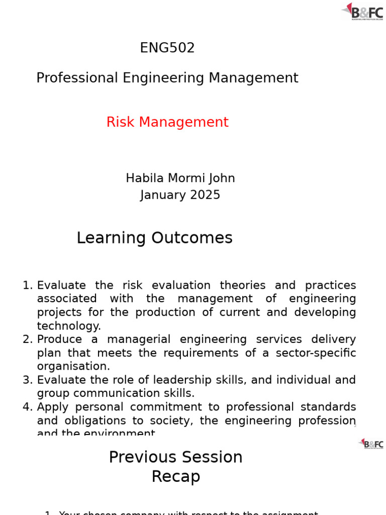 Week 5 - Risk Management | PDF | Risk Management | Risk