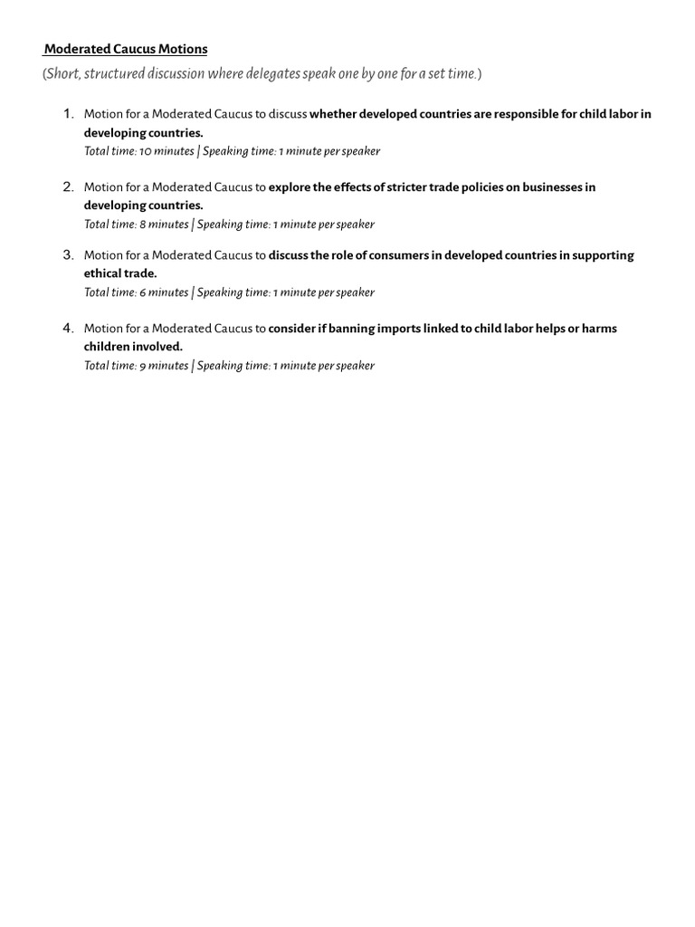 9K_Moderated Caucus Motions | PDF