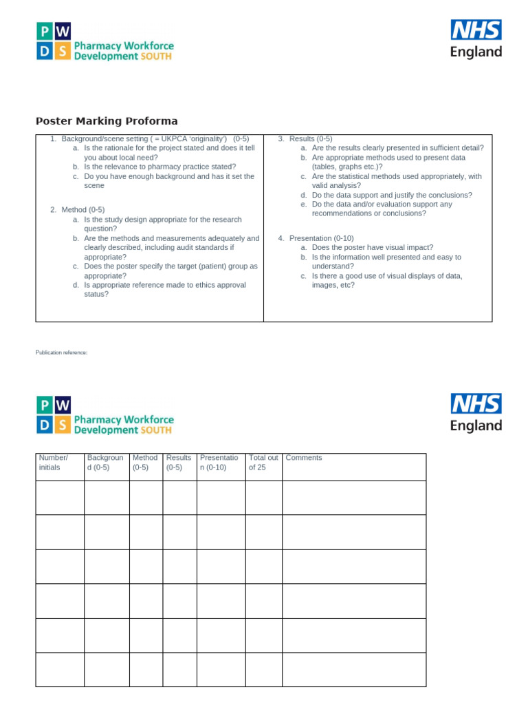 Poster Marking Proforma | PDF