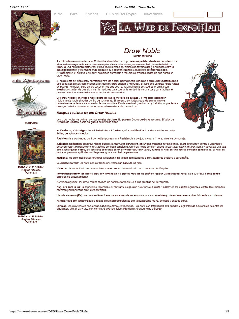 Pathfinder RPG - Drow Noble | PDF