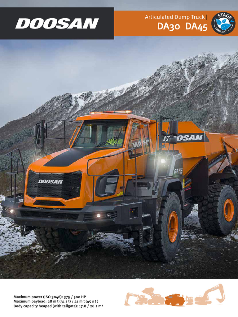 Doosan DA45 Articulated Dump Truck Specs | PDF | Truck | Horsepower