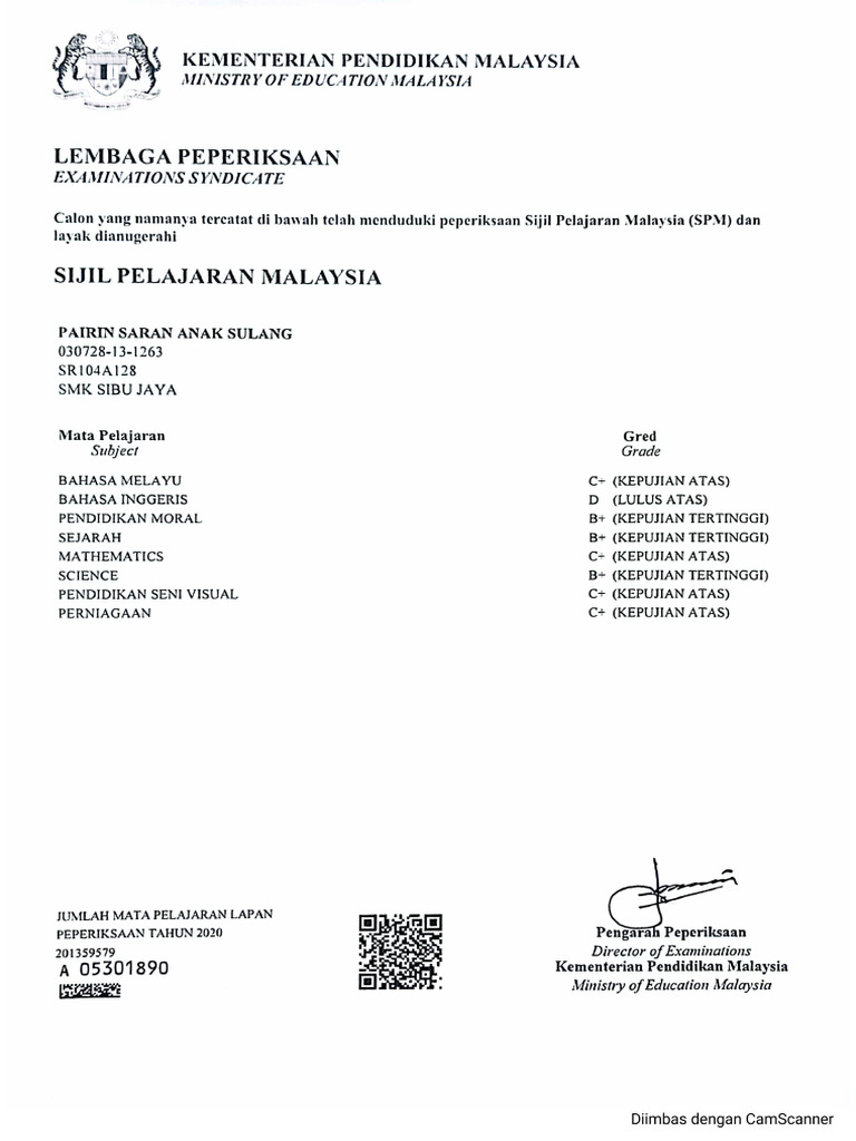 Salinan Sijil SPM | PDF