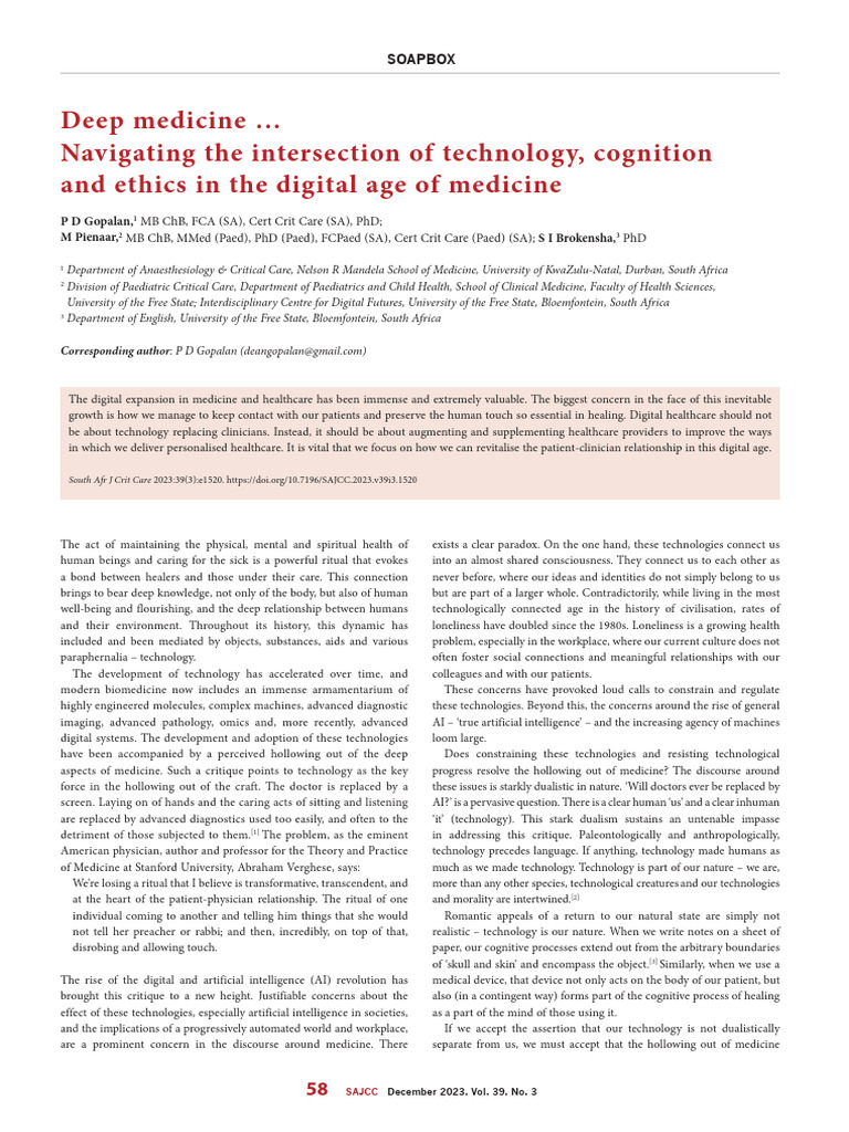 Deep Medicine Navigating The Intersection of Techn | PDF | Artificial Intelligence ...