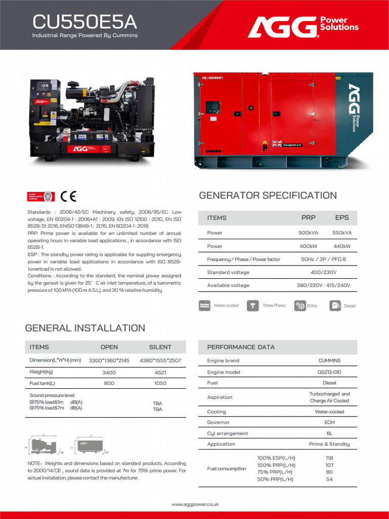 DG-SPEC-CU550E5A-QSZ13-G10 | PDF | Engines | Diesel Engine