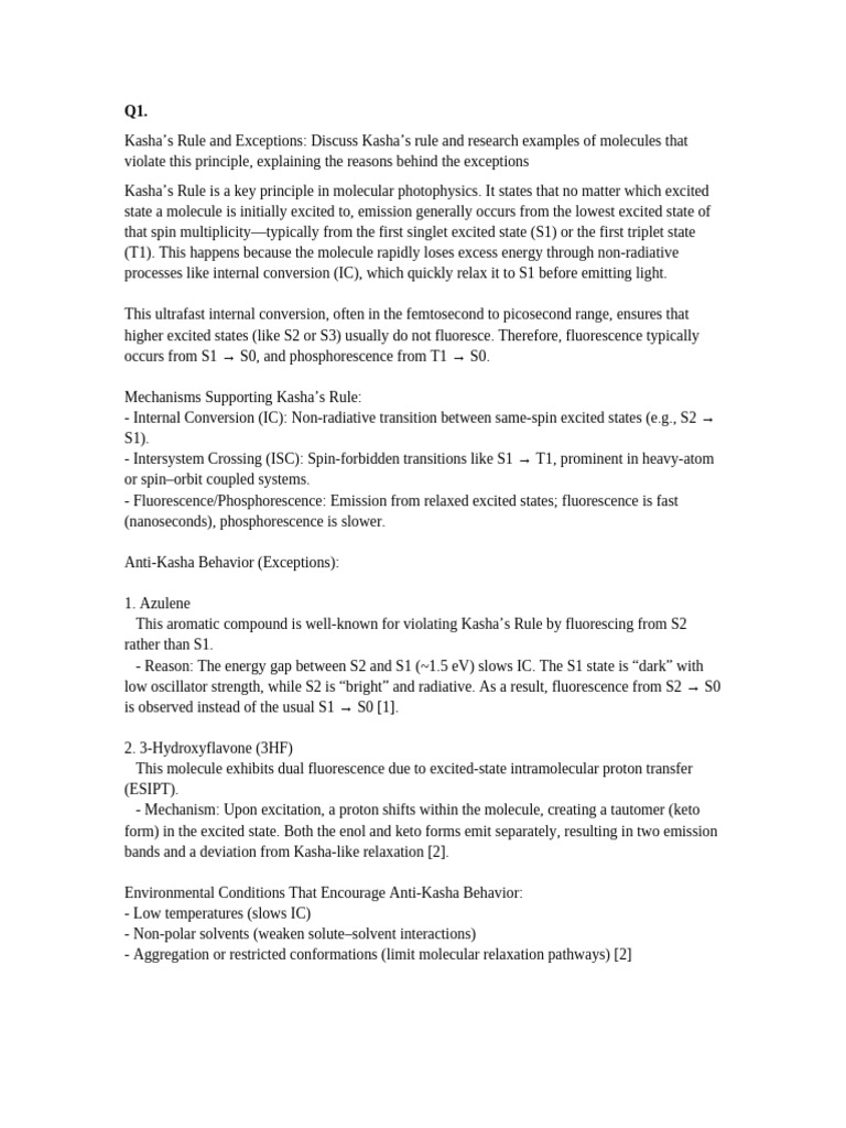Fluorescence Assignment Rephrased | PDF