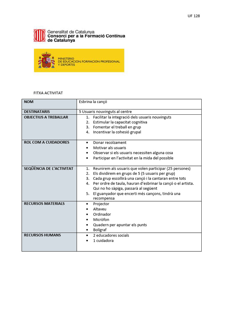 Exemple Activitat Realitzada | PDF