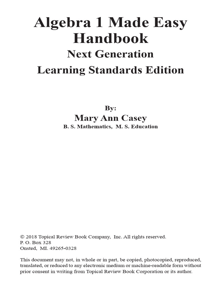 Alg 1 Made Easy Next Gen | PDF | Inequality (Mathematics ...