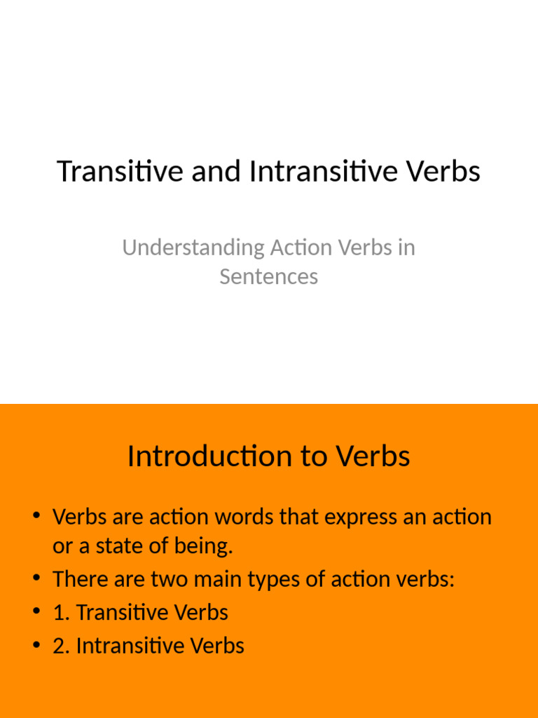 Transitive Intransitive Verbs. | PDF