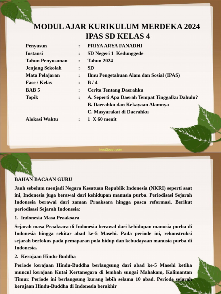 Modul Ajar IPAS SD Kelas 4 2024 | PDF
