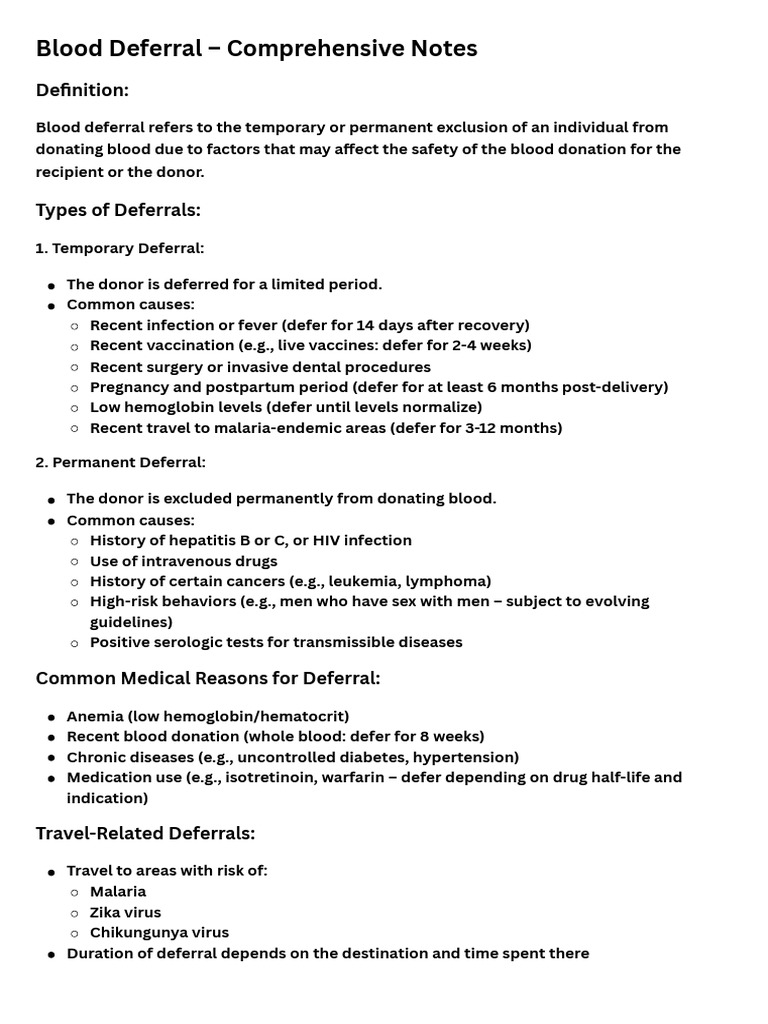 Understanding Blood Deferral Policies | PDF | Blood Donation | Anemia