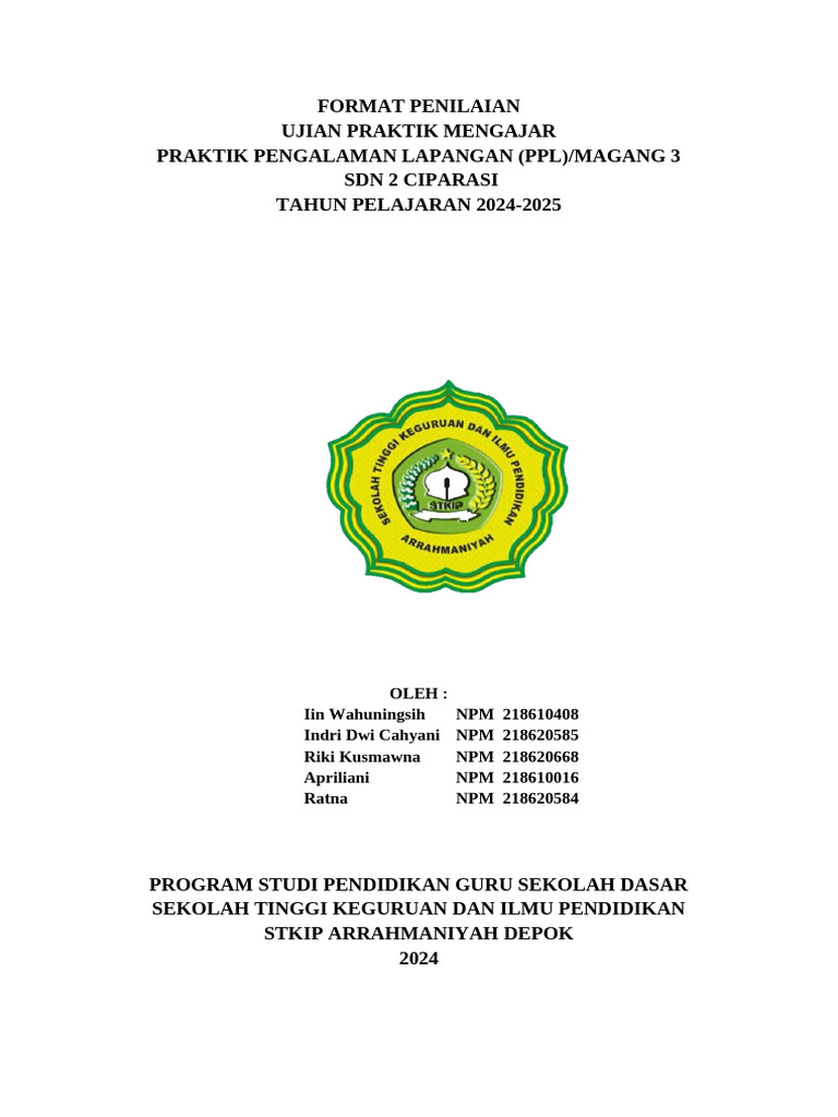 Format Penilaian Ppl Kelompok | PDF