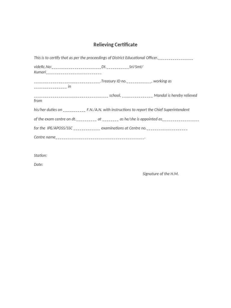 Relieving Certificate1 | PDF