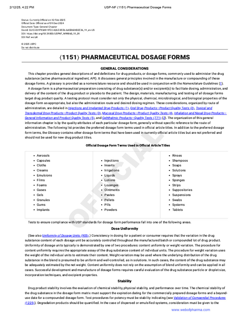 1151 Pharmaceutical Dosage Forms | PDF | Emulsion | Pharmaceutical ...
