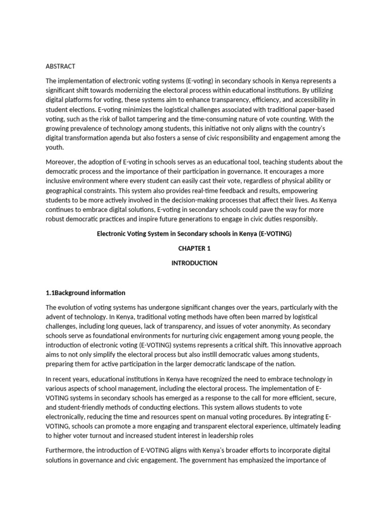E-Voting Implementation in Kenyan Schools | PDF | Electronic Voting | Computer Security