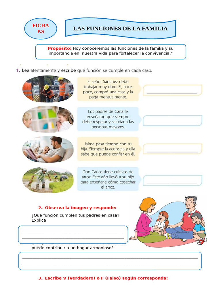 FICHA PS MIER 23 FUNCIONES DE LA FAMILIA | PDF