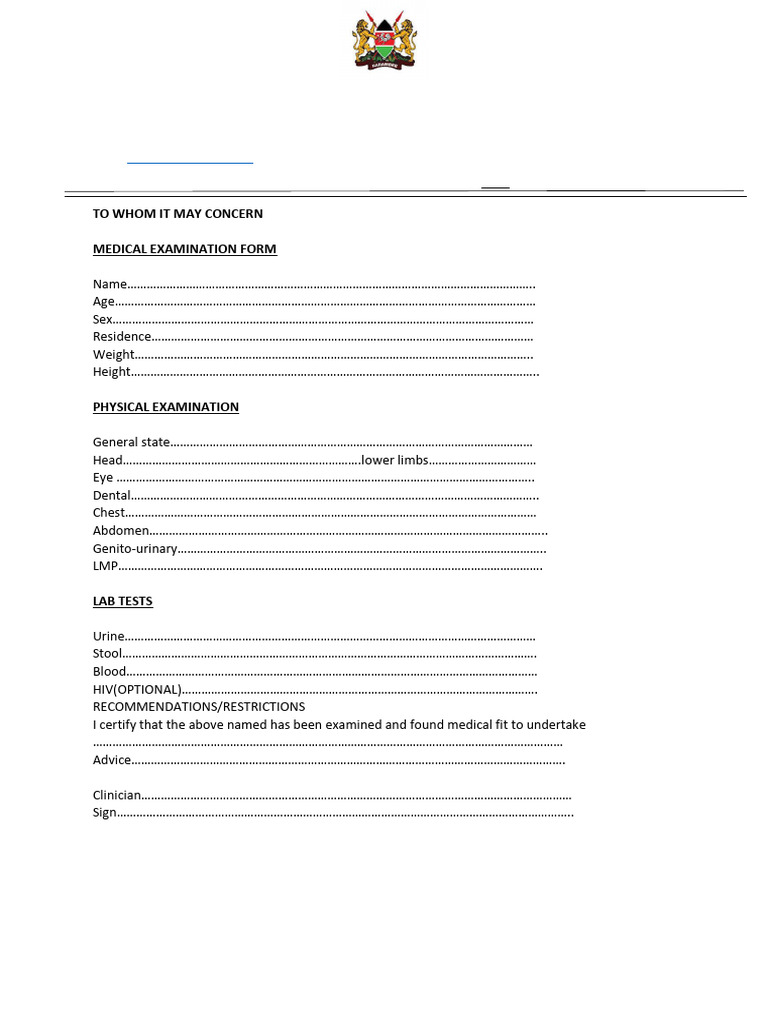 General Medical Form - 092511 | PDF