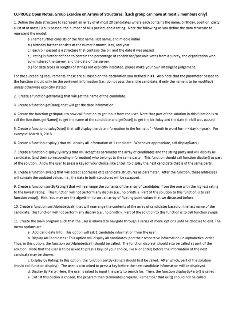 Exer On Array of Struct | PDF | Computer Programming | Computing