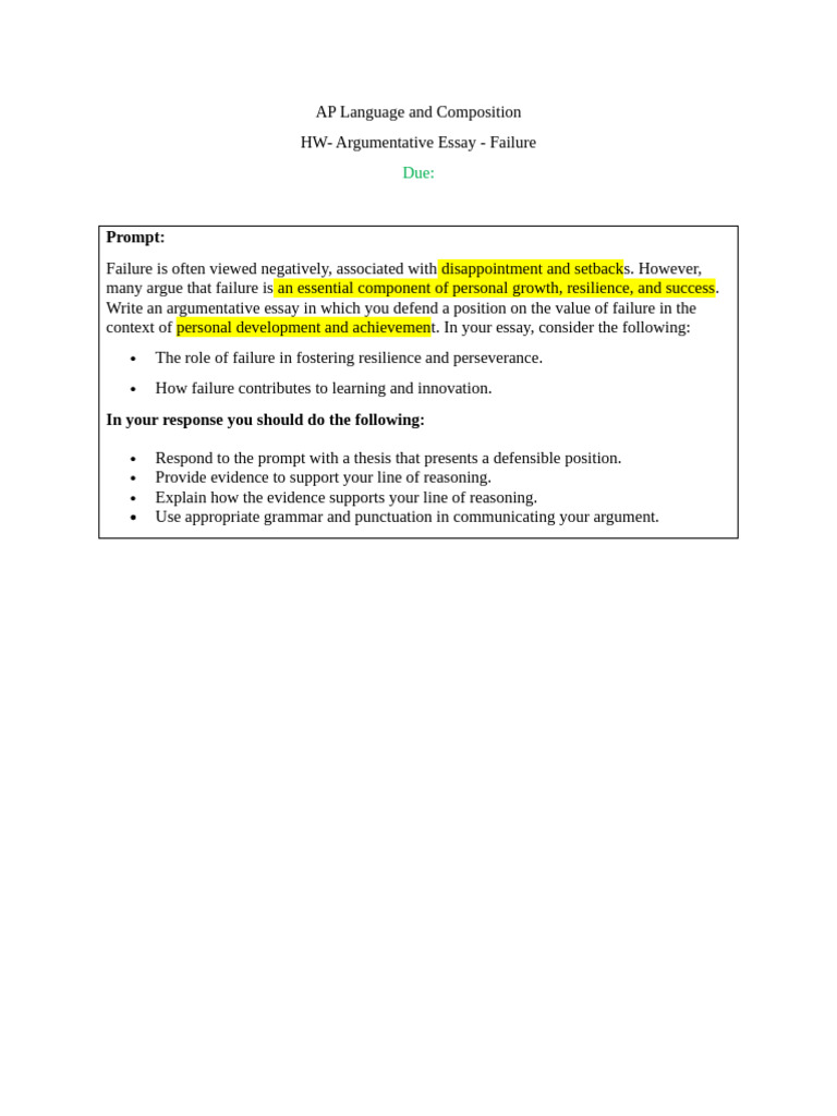 AP Lang - Argumentative Failure Essay | PDF