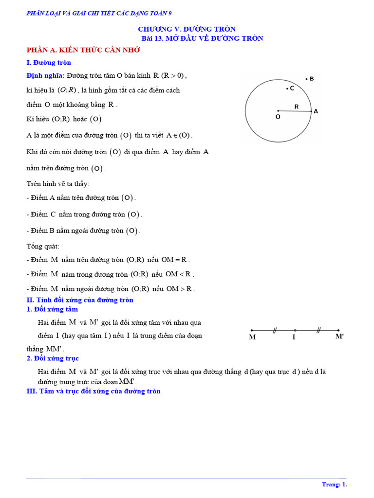 Cac Dang Toan Duong Tron Toan 9 | PDF