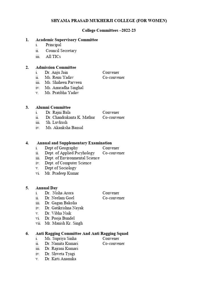 College Committee 2022 23 | PDF