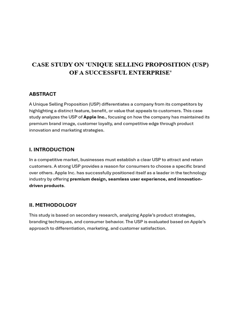 Apple's Unique Selling Proposition Analysis | PDF | Apple Inc. | Brand