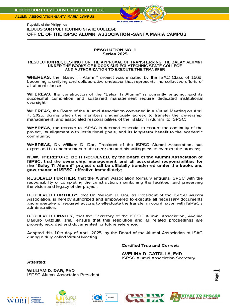 BALAY TI ALUMNI Resolution | PDF | Government