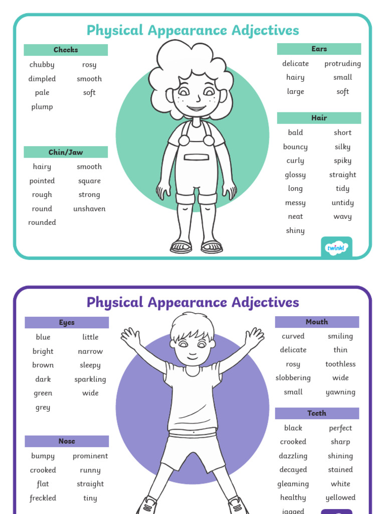 T e 1729575320 ks1 Physical Appearance Adjectives Word Mats - Ver - 1 | PDF