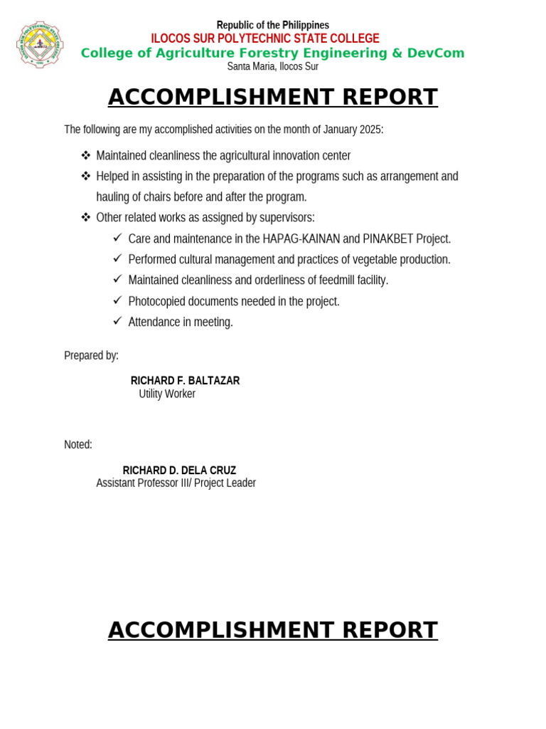BALTAZAR Accomplishment Report | PDF
