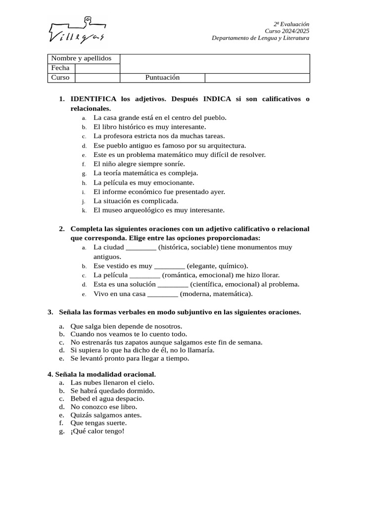 1º ESO (2 Ev. EX. GRAM.) | PDF