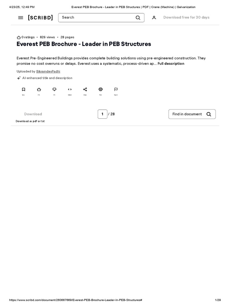 Everest PEB Brochure - Leader in PEB Structures - PDF - Crane (Machine) - Galvanization | PDF ...