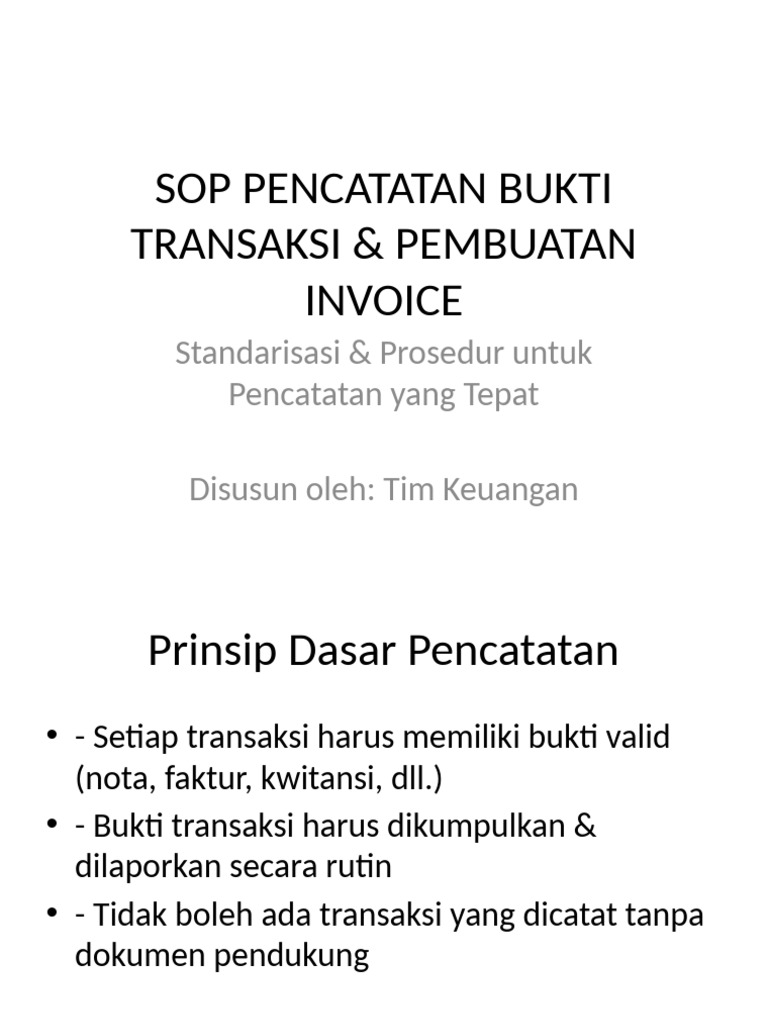 SOP Bukti Transaksi Invoice | PDF