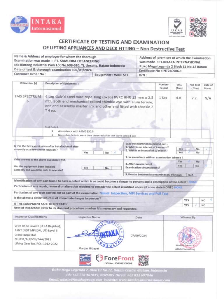 Wire set TMS Spectrum 6 Oceaneering Sept 2024 | PDF
