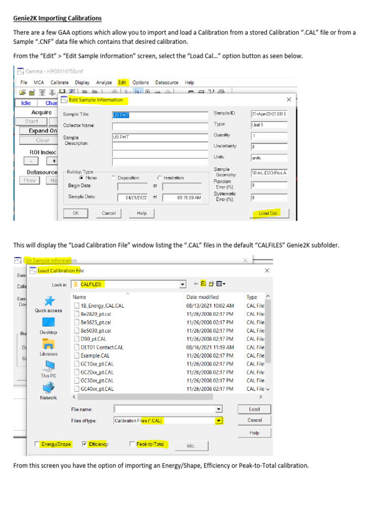 Importing Genie2K Calibration Files | PDF