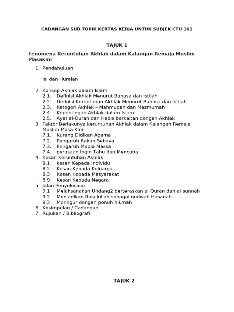 Sem Mac-Ogos 2025 Sub Topik Kertas Kerja Untuk Subjek Ctu 101 | PDF