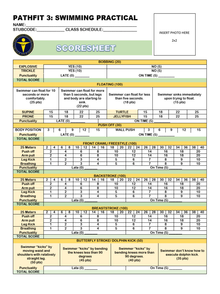 Scoresheet Swimming Final | PDF | Swimming (Sport) | Swimming