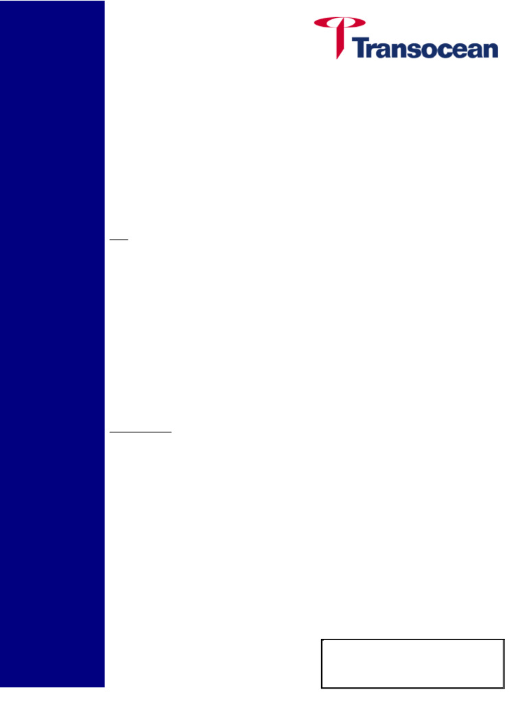 Transocean Performance and Operations Procedure Manual | PDF | Chief ...