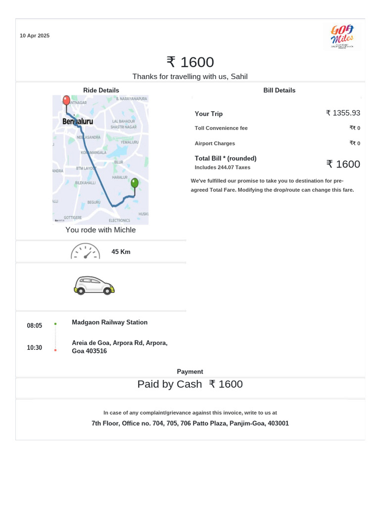 Cab & Travel Bill Template | PDF | Invoice | Fare